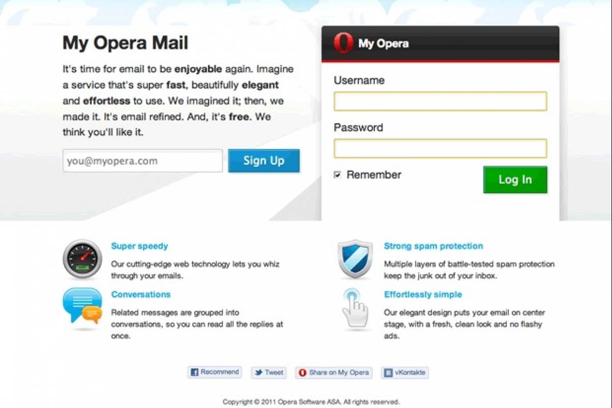 Opera lanza nuevo servicio de correo electrónico