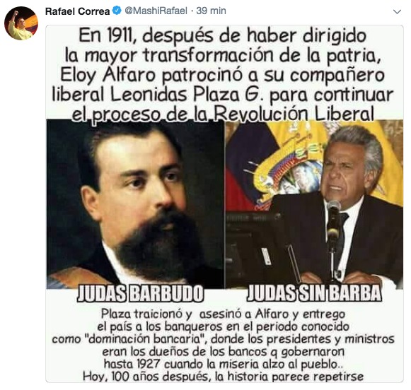 Rafael Correa publicó meme que se viralizó en redes sociales
