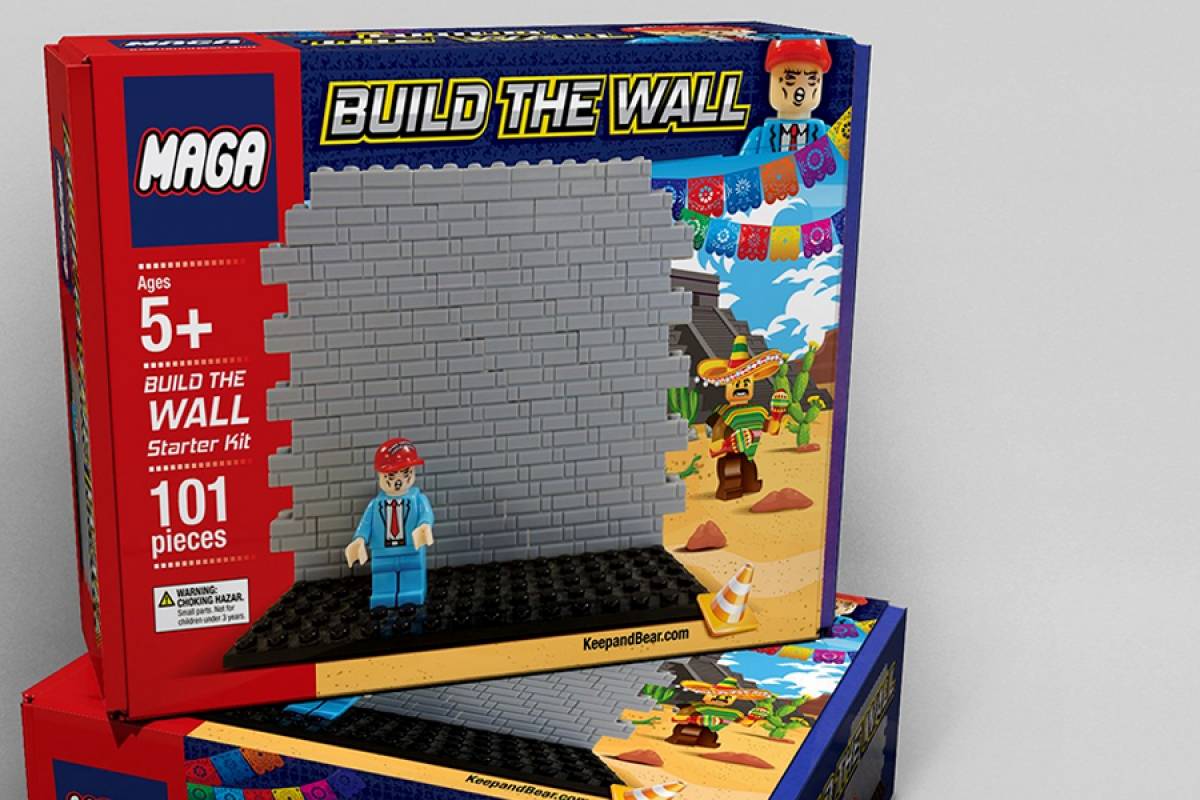 Esta imitación de LEGO construye un muro contra los migrantes