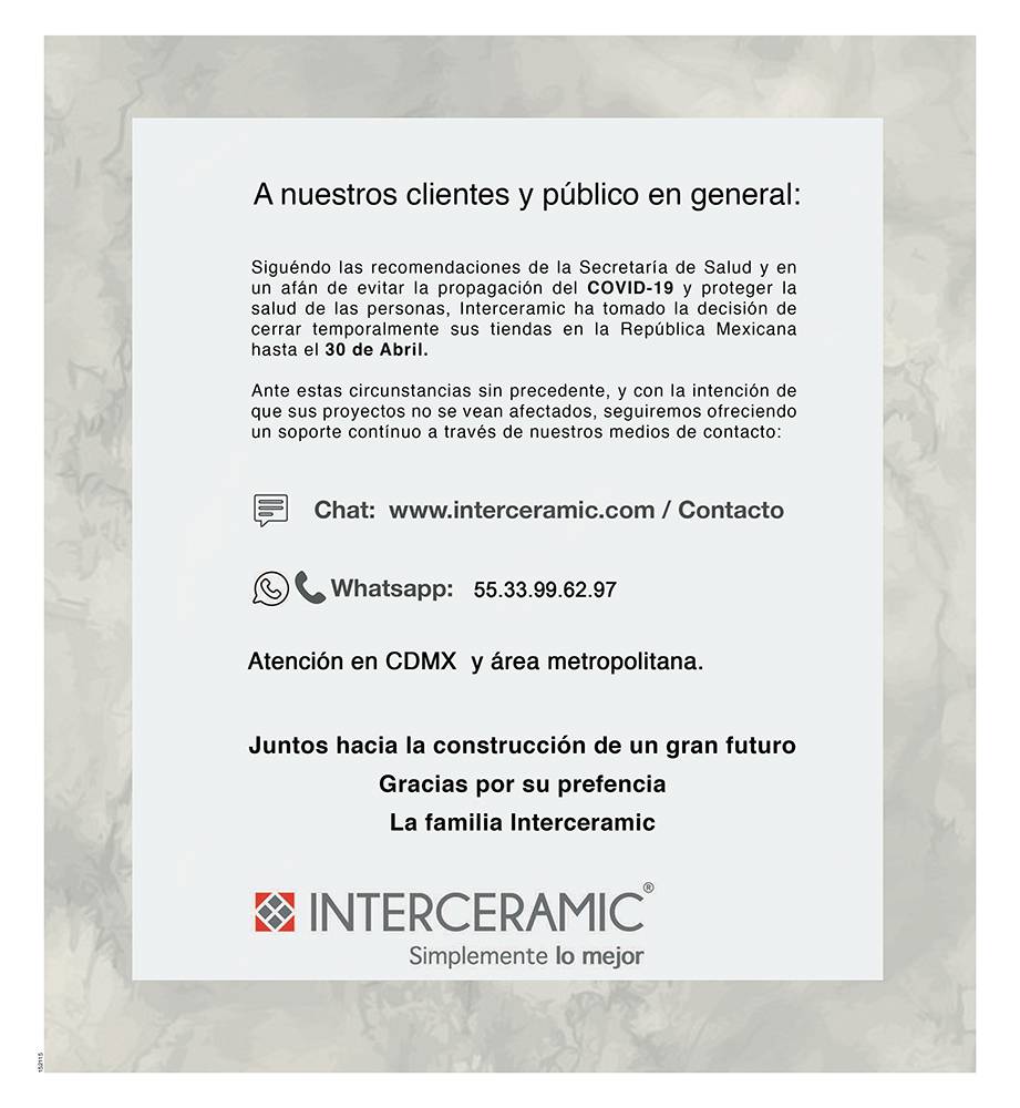 Anuncio Interceramic edición CDMX del 8 de abril del 2020, Página 16